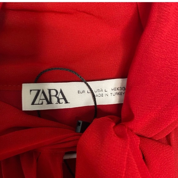Zara | Tops | Zara Red Pleated Blouse | Poshmark